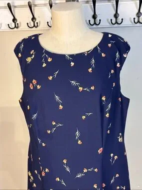 Laura | Dresses | Laura Plus Navy Floral Midi Dress With Yellowpink ...